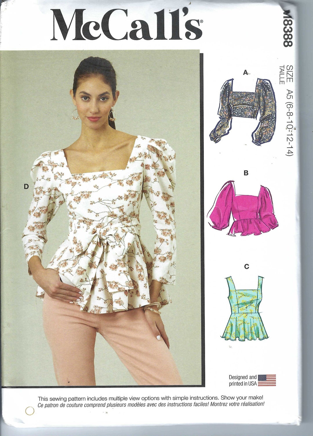 UNCUT Mccalls Sewing Pattern 8388 11780 Misses' Tops - Size 6-14 16-24 ...
