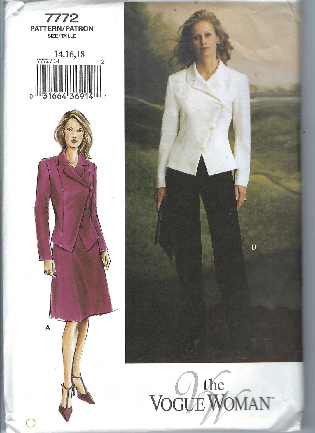 Uncut Vogue Sewing Pattern 7772 Jacket, Skirt and Pants Size 8-10-12 14 ...