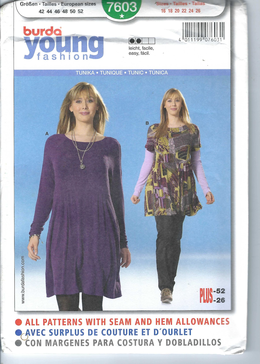 Uncut Burda Style Sewing Pattern 7603 Burda Young Fashion Sewing ...