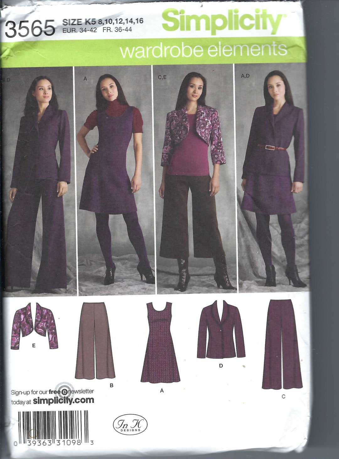 Uncut Simplicity Sewing Pattern 3565 Wardrobe Elements Sewing Pattern 8 ...