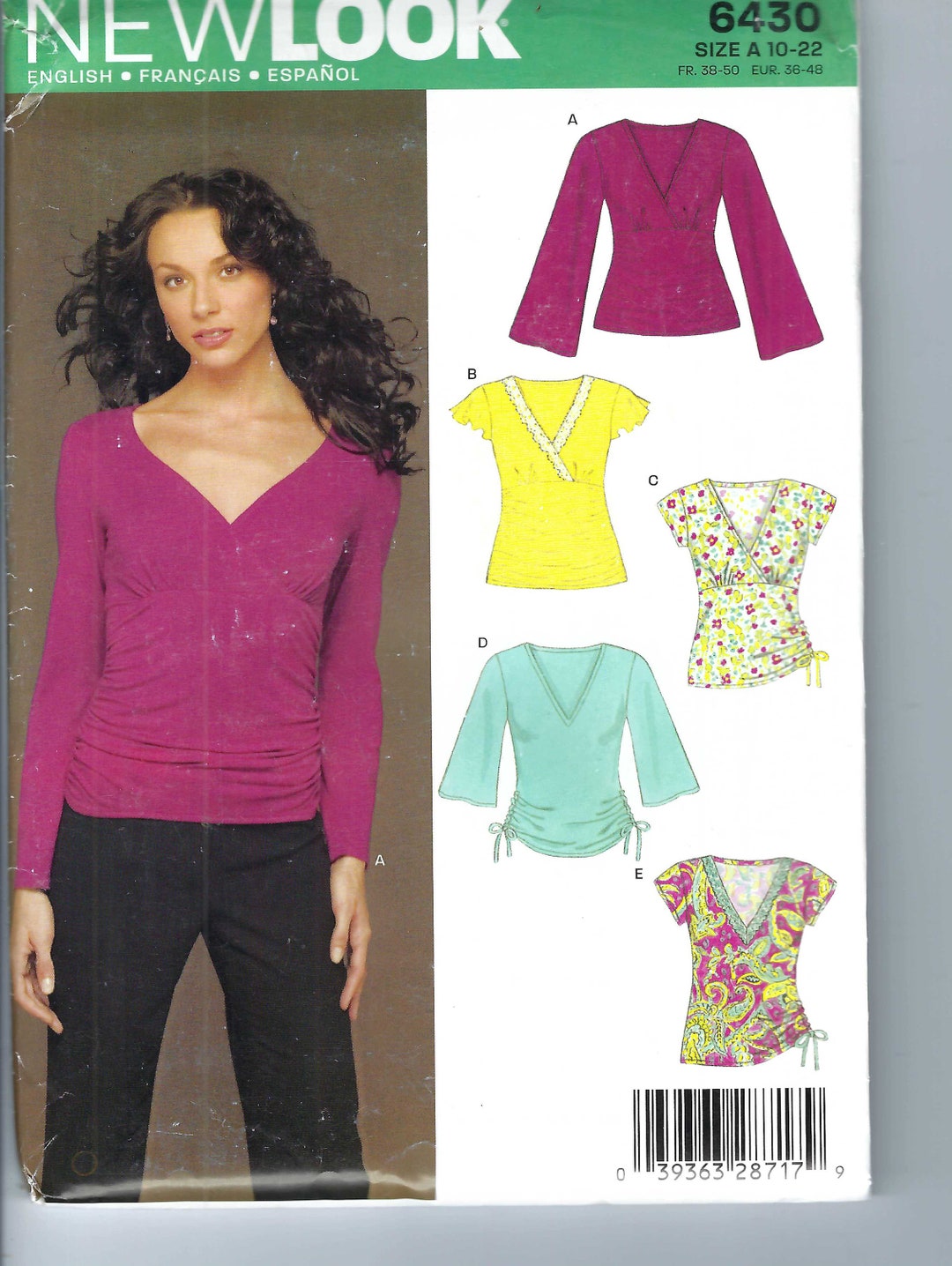 Uncut New Look Sewing Pattern 6430 Women's Knit Top Pattern, Wrap Top ...