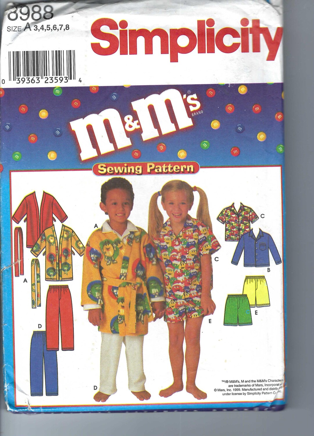 Uncut Vintage Simplicity Sewing Pattern 8988 Childs Size 3-4-5-6-7-8 ...