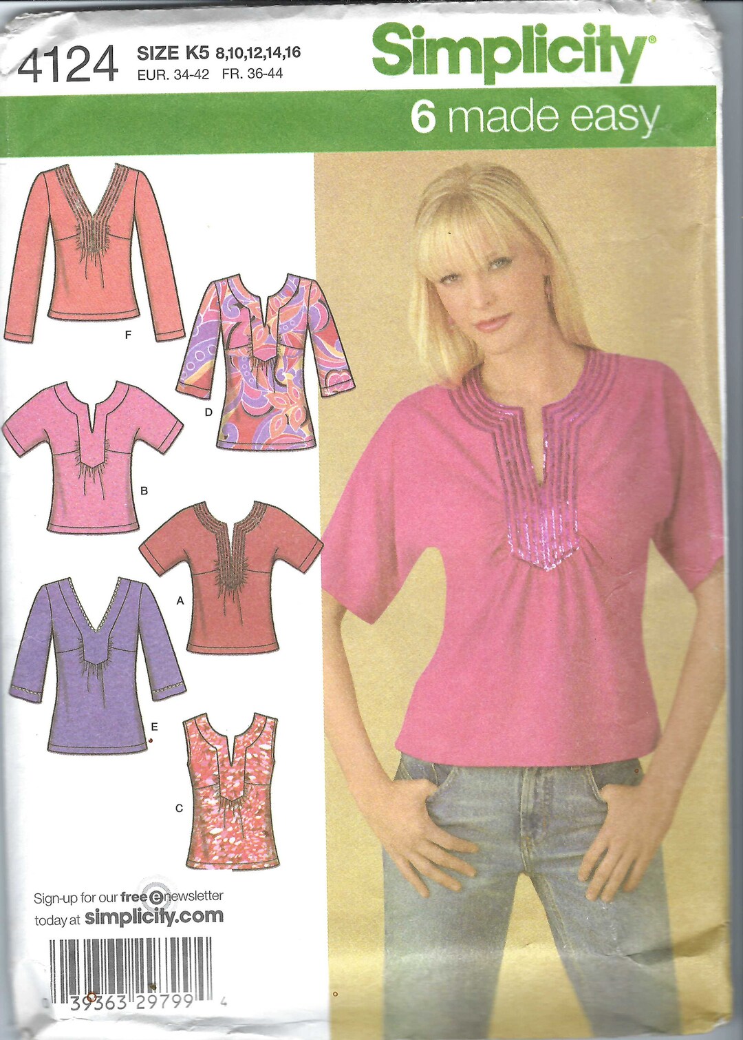 Uncut Simplicity Sewing Pattern 4124 Misses Knit Tops in Two Lengths ...