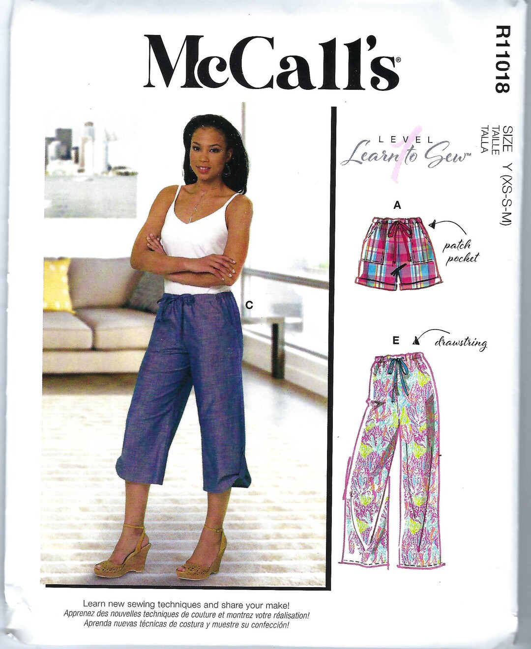 Uncut Mccalls Sewing Pattern 11018 8063, Misses’ Drawstring Shorts and ...