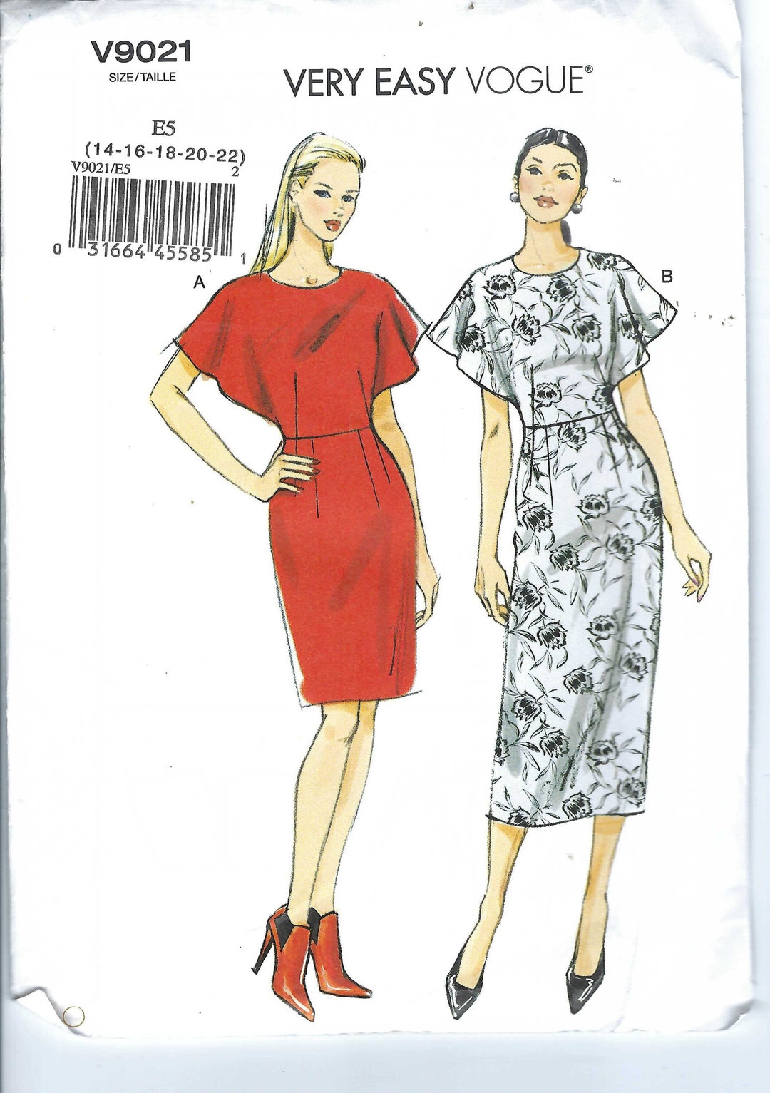 Uncut Vogue Sewing Pattern Size 6-14, 14-22 Vogue Fitted Dress W ...