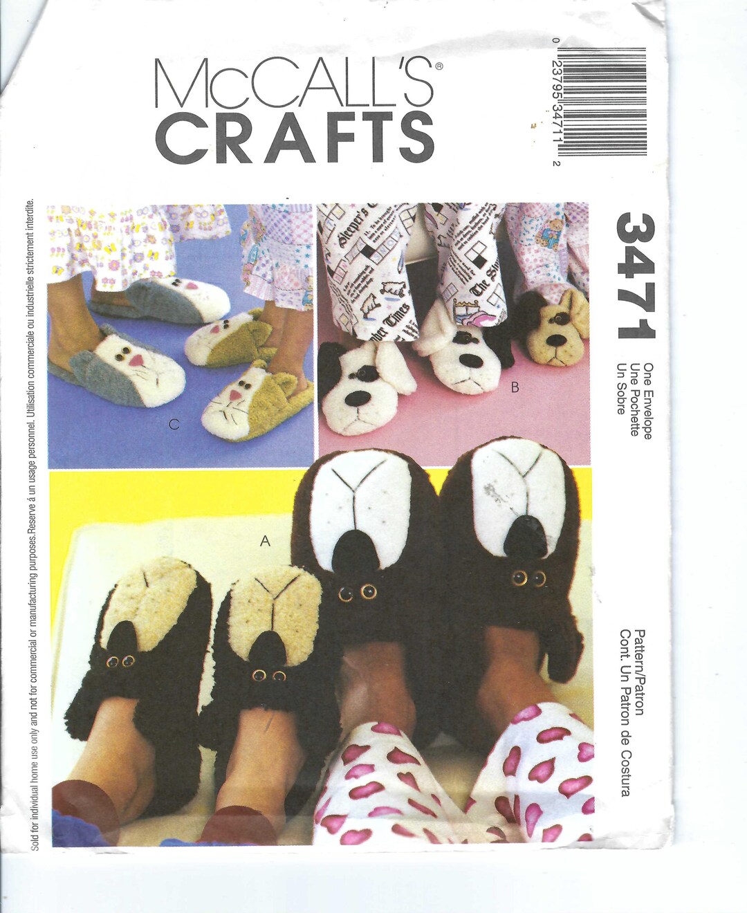 Uncut Mccalls Sewing Pattern 3471 Adult and Childrens Slippers FF - Etsy