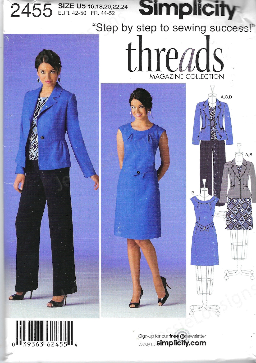 Uncut Simplicity Sewing Pattern 2455 Size 8-16 16-24 Misses' Sleeveless ...