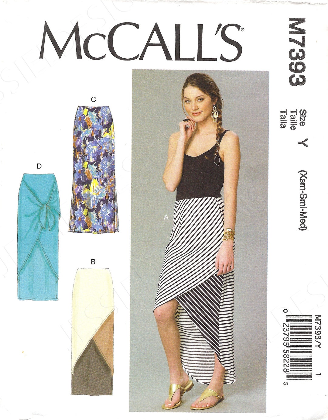 Uncut Mccalls Sewing Pattern 224 7393 Stretch Knit Skirts Hi Lo Hem ...