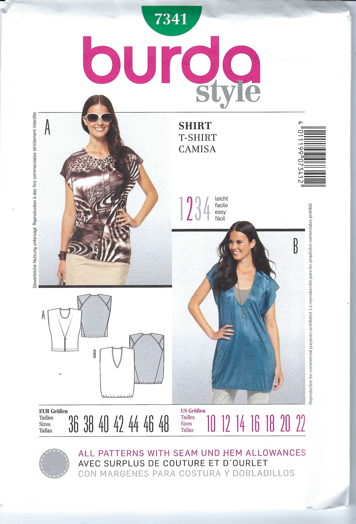FF Burda Style Sewing Pattern 7341 Sewing Pattern for - Etsy
