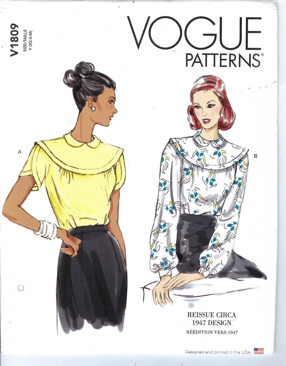 Uncut Vogue Sewing Pattern Womens Tops, Vintage Style Tops, Fitted Tops ...