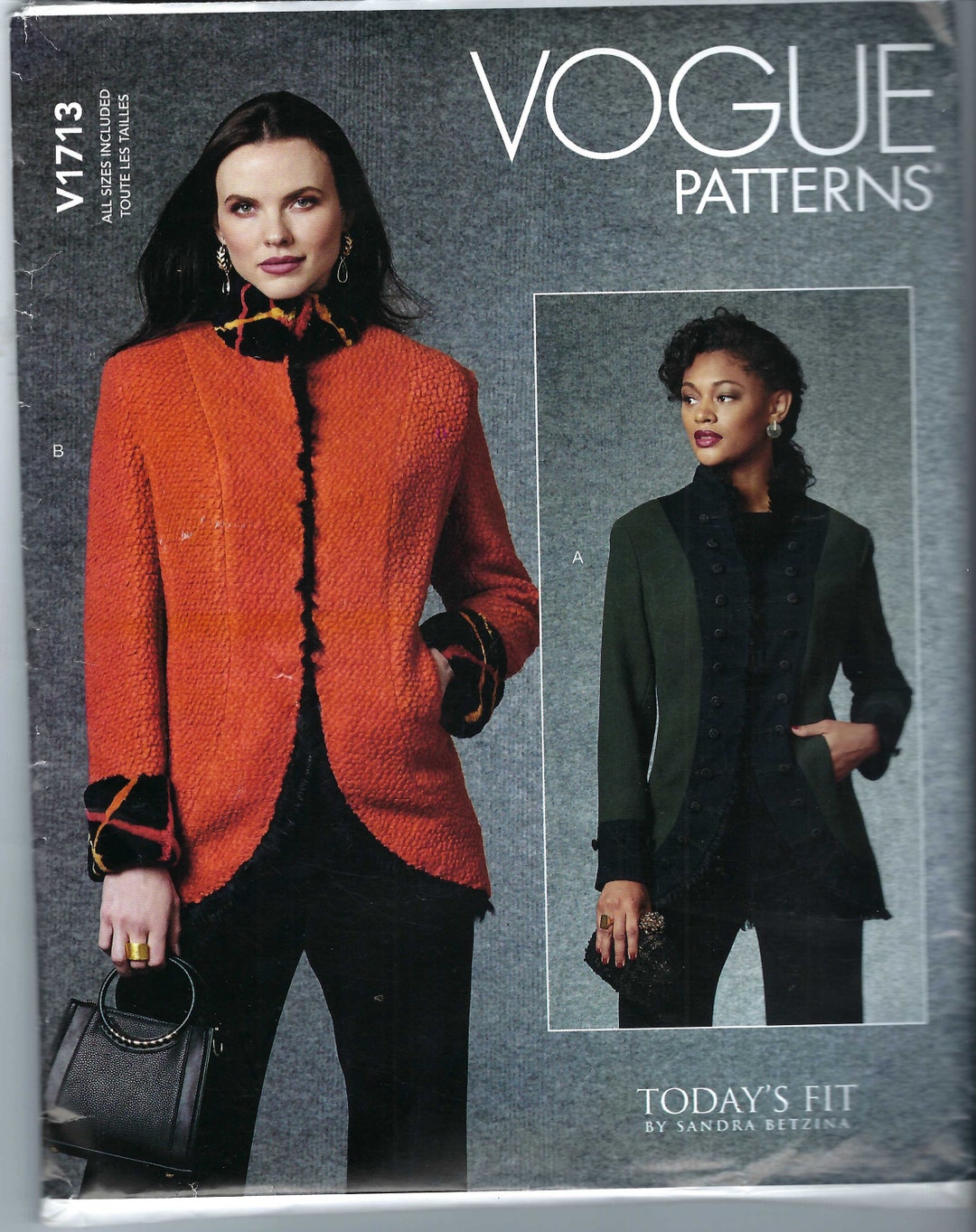 Uncut Vogue Sewing Pattern Sandra Betzina Pattern 1713 Misses' Jackets ...