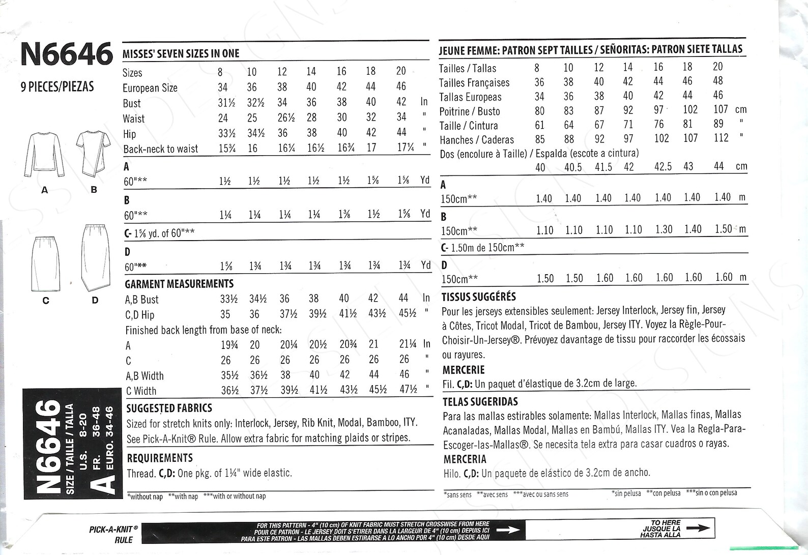 Uncut New look sewing Pattern Newlook 6646 knit jersey stretch | Etsy