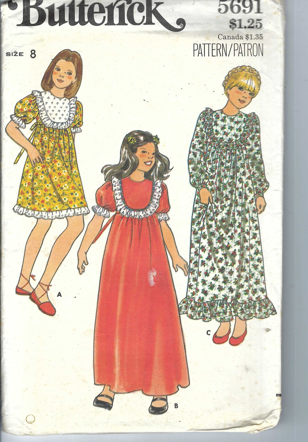 Uncut Vintage Butterick Sewing Pattern 5691 Size 8 Sewing Pattern Girls ...
