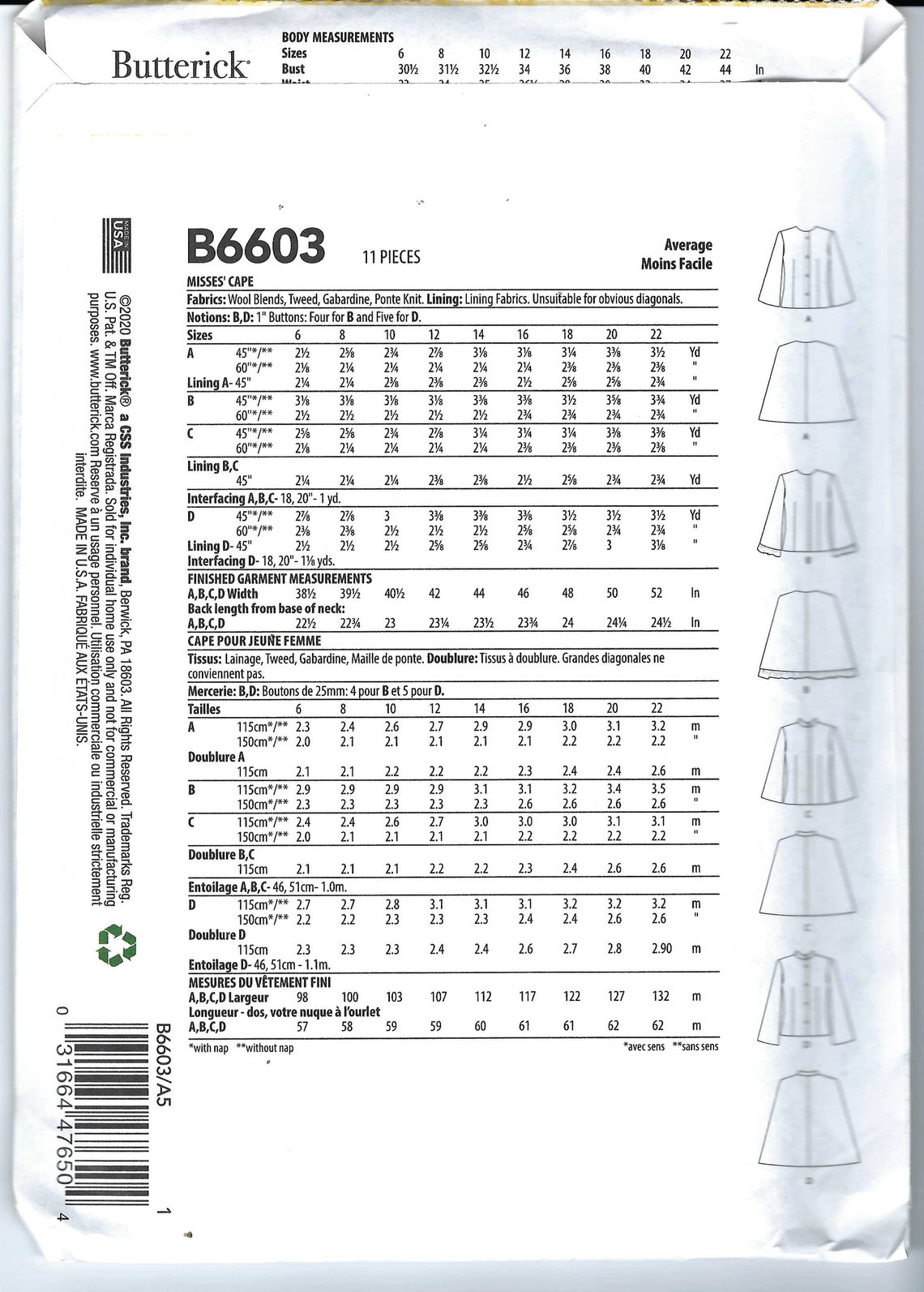 Uncut Butterick Sewing Pattern 10798 344 BP344 B6603 6603 - Etsy