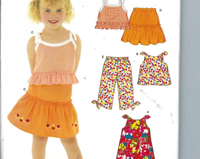 Uncut New Look Sewing Pattern 6476 Girls Dress, Skirt, Top and Capri ...