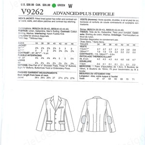 Uncut Vogue Sewing Pattern 9262 Ron Collins Sports Coat Jacket With ...
