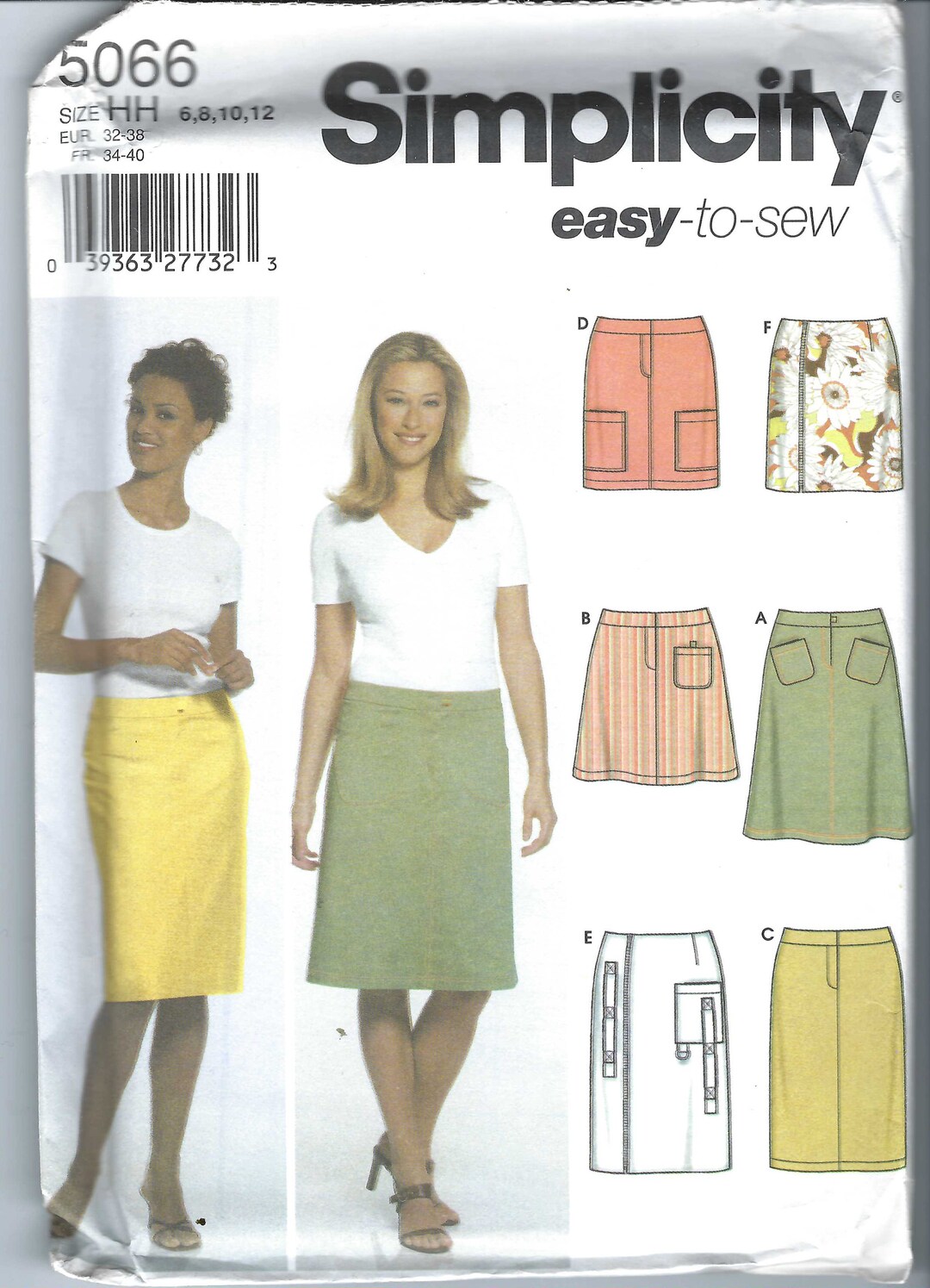 Uncut Simplicity Sewing Pattern 5066, Misses' Skirt in Two Lengths ...