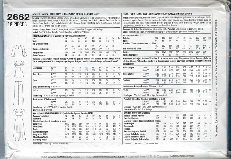 Uncut Simplicity Sewing Pattern 2662 Sewing Pattern Dress - Etsy