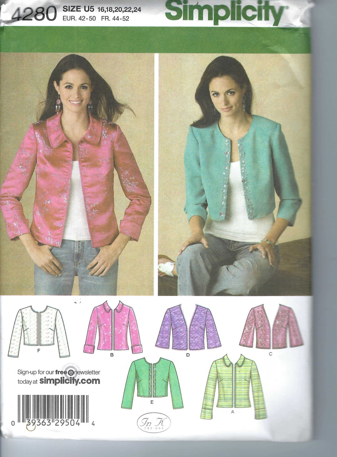 Uncut Simplicity Sewing Pattern Misses' Jacket UNCUT Sewing Pattern ...