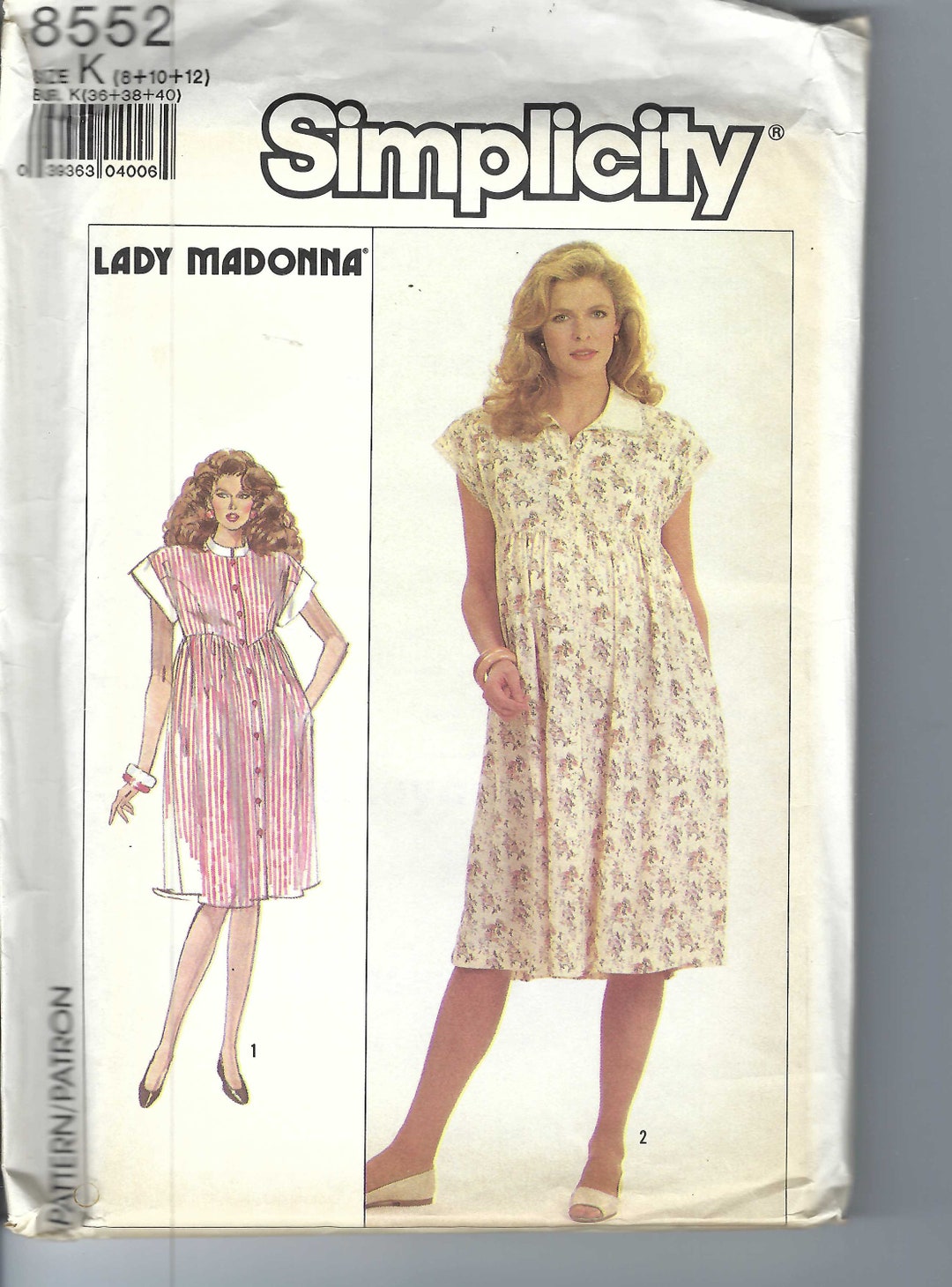 Uncut Vintage Simplicity Pattern 8552 Lady Madona Dress Sewing Pattern ...