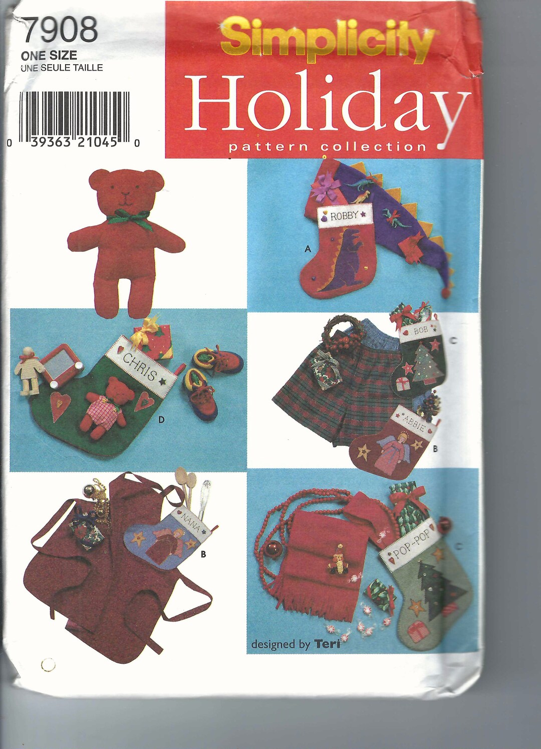 Uncut Simplicity Sewing Pattern Holiday Pattern 7908 Stockings Apron ...
