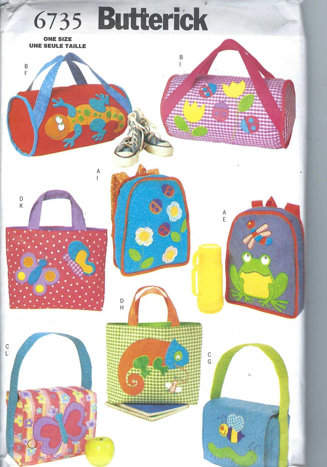 Uncut Butterick Sewing Pattern 6735 Butterick - Back to School Bags and ...