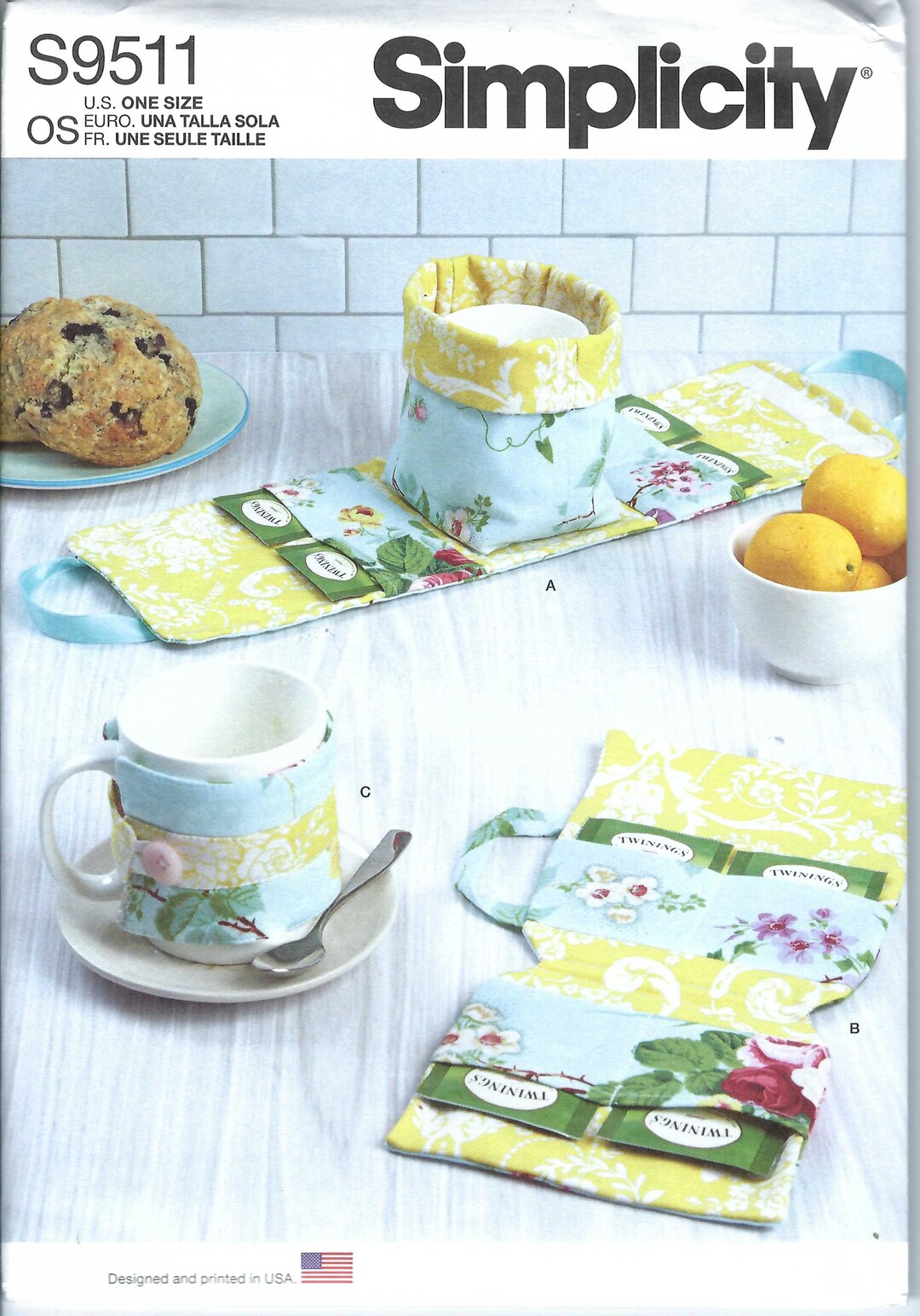 Uncut Simplicity Sewing Pattern Tea Time Accessories, Mug Case, Tea Bag ...