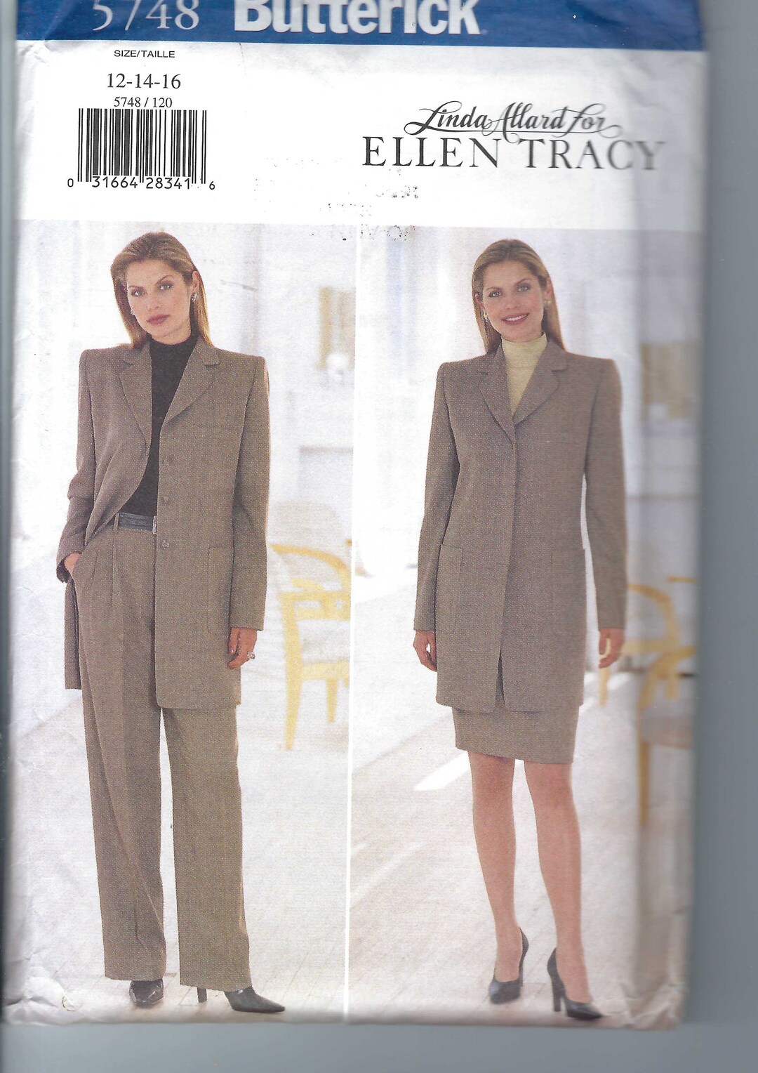 Uncut Vintage Butterick Sewing Pattern 5748 Misses Semi Fitted Lined ...