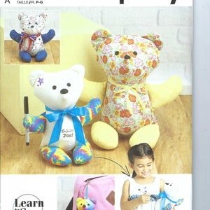 Uncut Simplicity Sewing Pattern 9569 11459 Memory Bears Sz Small to ...