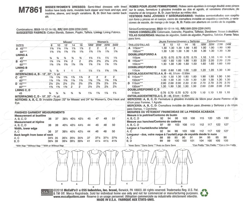 Uncut Mccalls Sewing Pattern 7861, Misses or Women's Plus Size, Learn ...