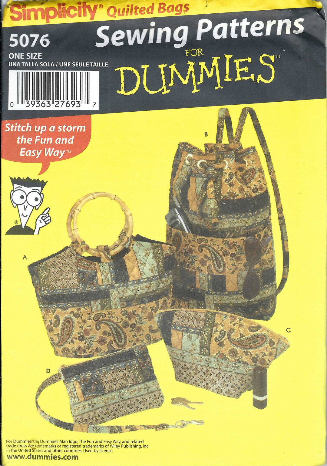 Uncut Simplicity Sewing Pattern Crafts Quilted Bags Pouches 5076 Sewing ...