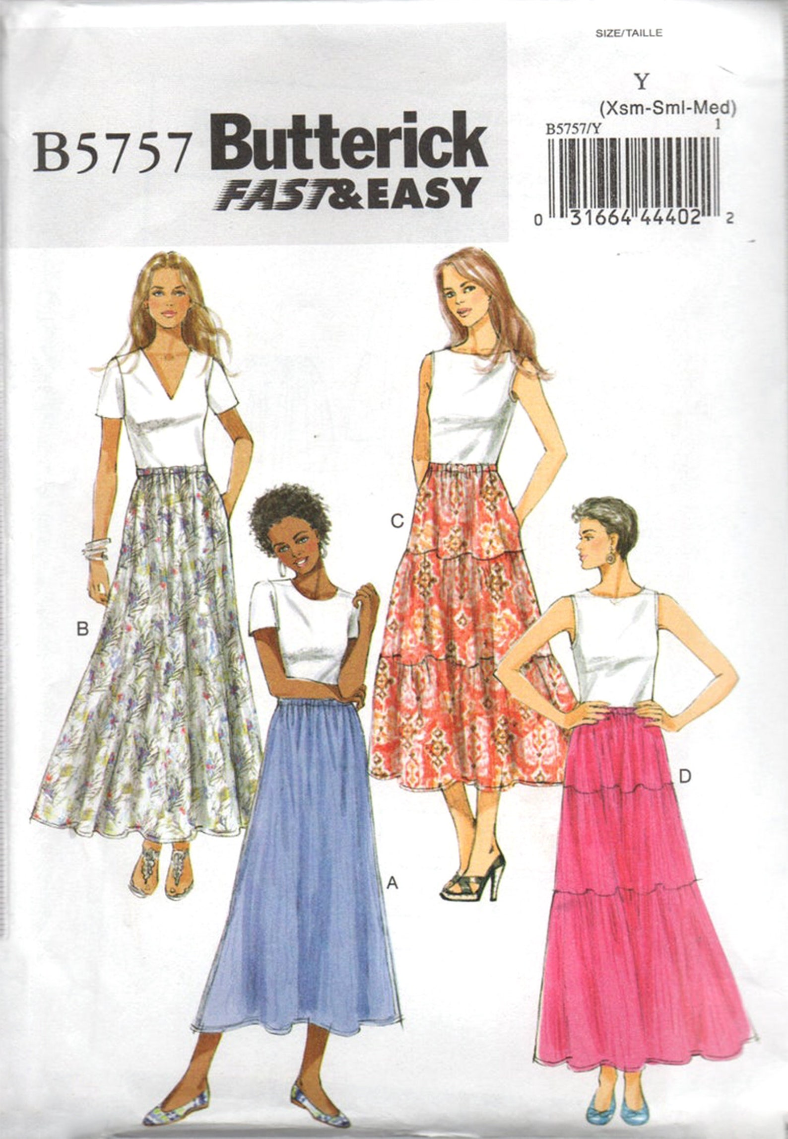 Butterick 5757 B5757 Misses' Skirt Size Xsm-sml-med - Etsy