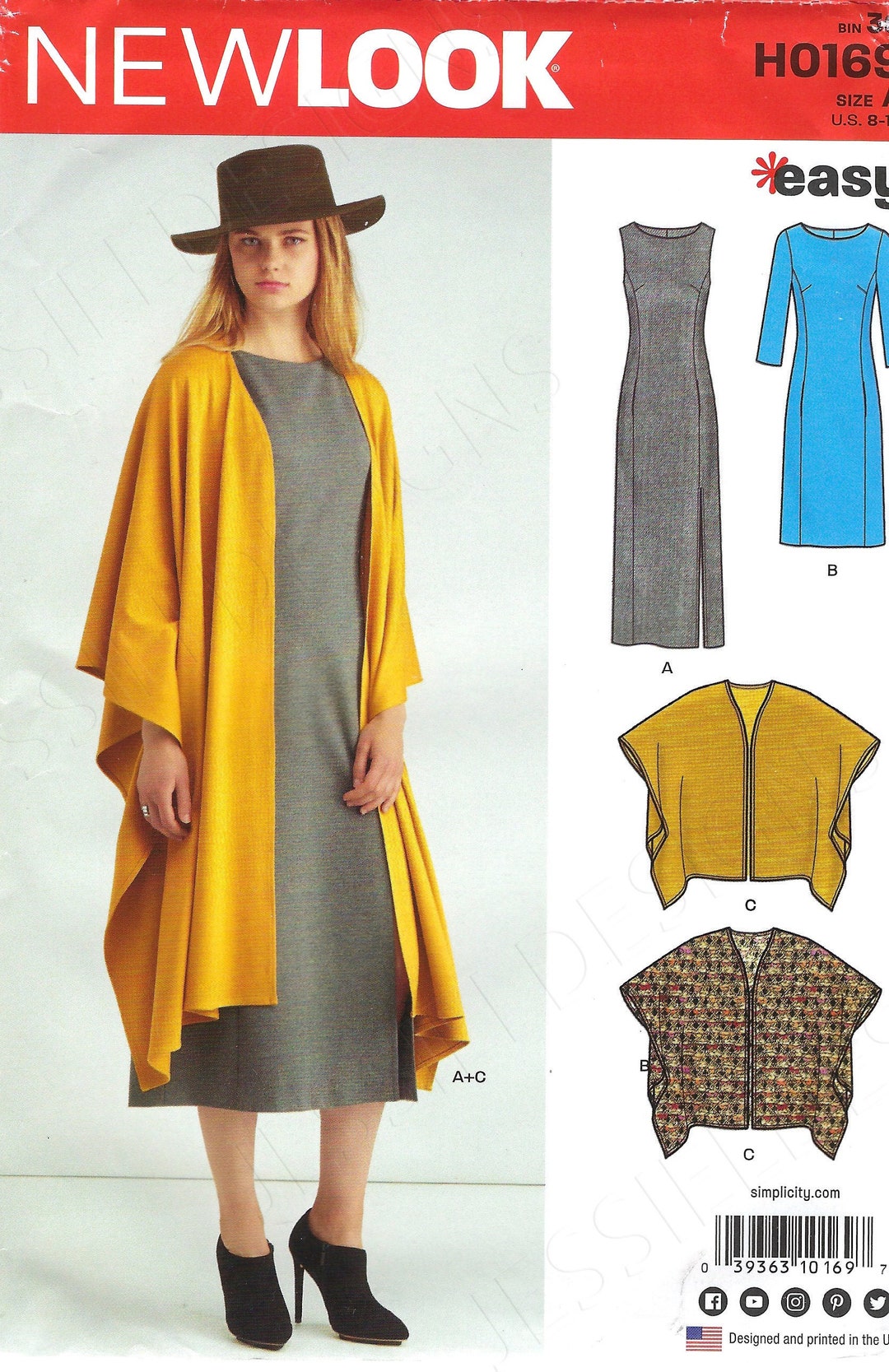 New Look Sewing Pattern 169 6573/h0169~misses' Dress and Wrap~misses Sz ...