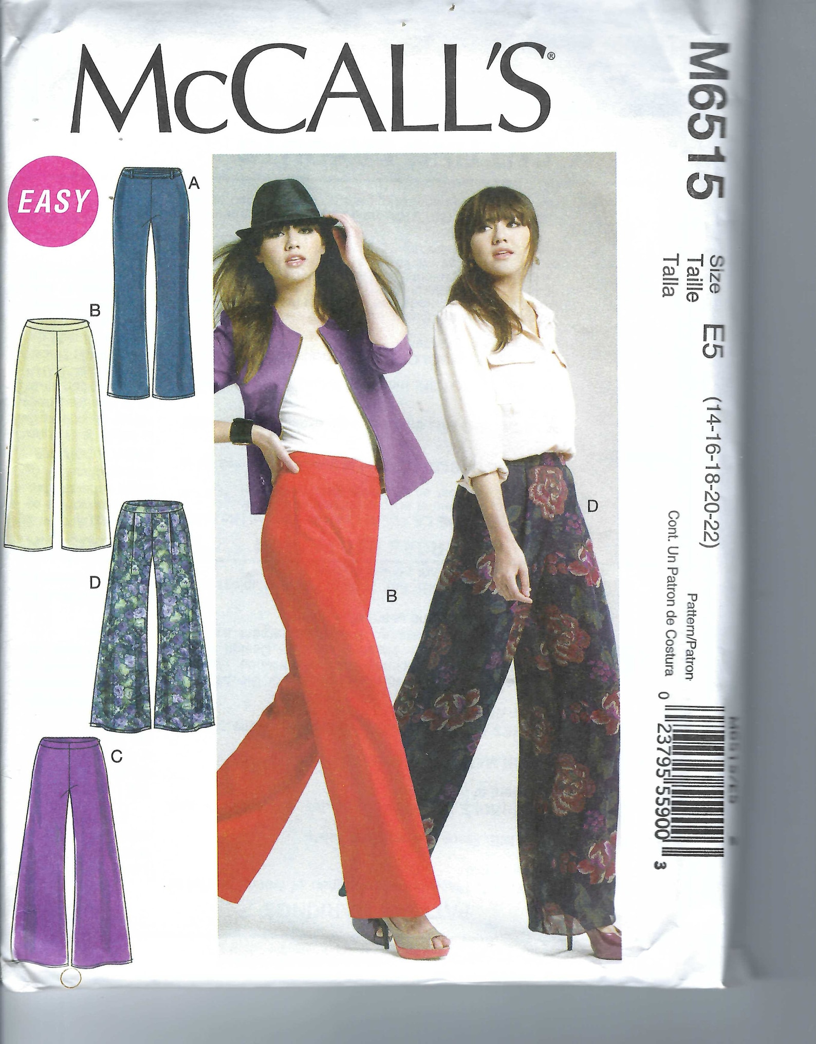 UNCUT Mccall's Sewing Pattern 6515 Misses Pants SIZES 6-14 14 - 16 - 18 ...