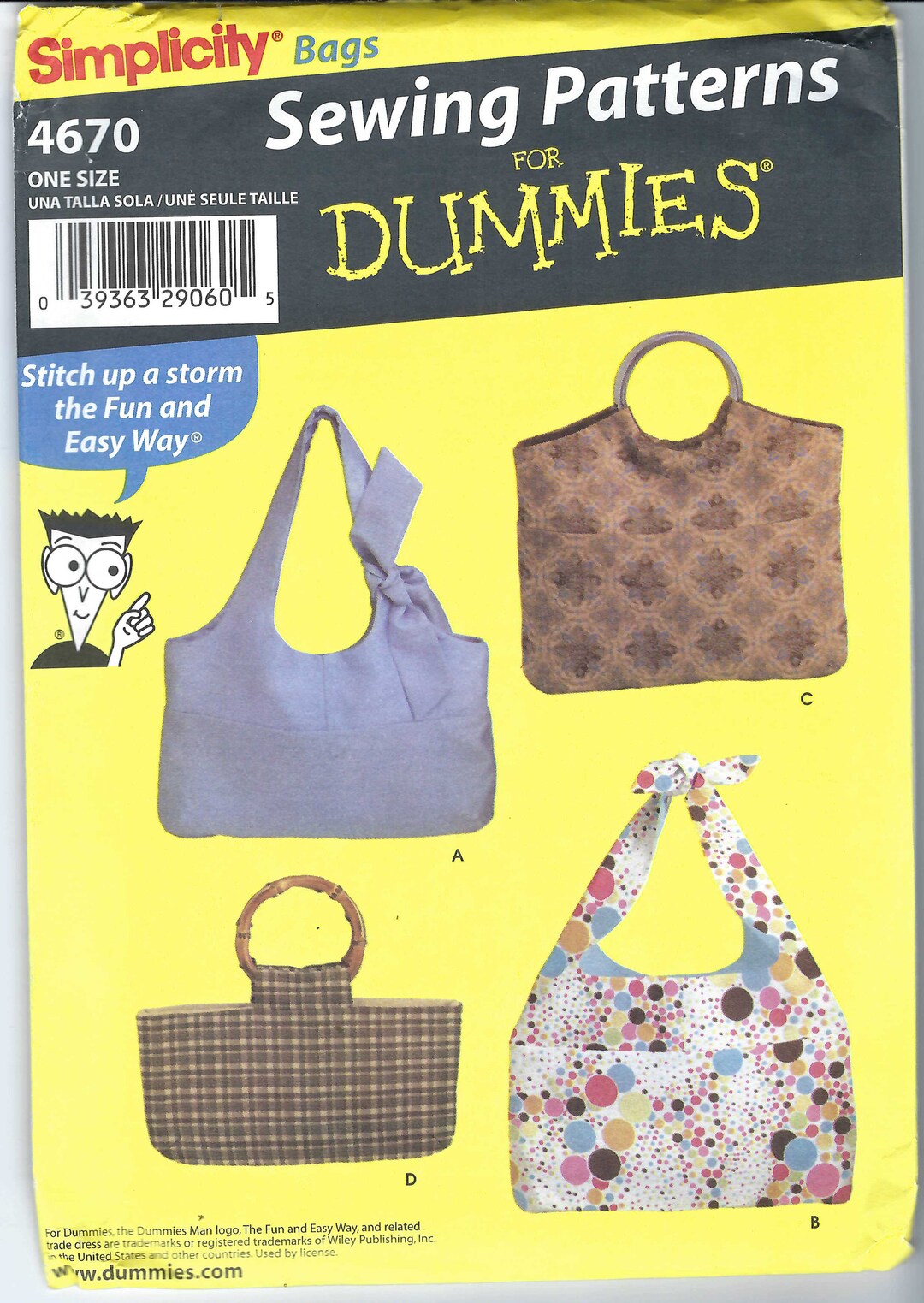 Uncut Simplicity Sewing Pattern 4670 PURSE One Size Sewing Patterns for ...