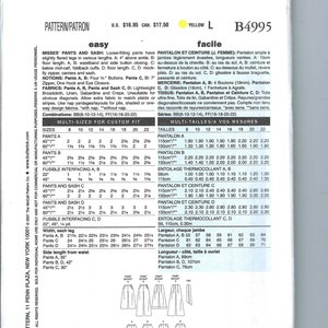 Uncut Butterick Sewing Pattern 4995 Easy Pants Size 8-14 16-22 FF - Etsy