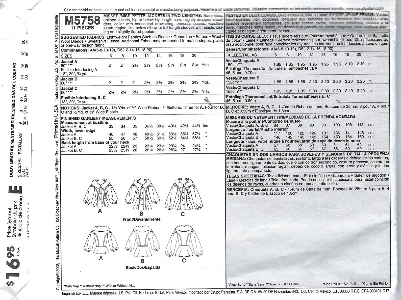 Uncut Mccalls Sewing Pattern 5758 Sewing Pattern Ruffled - Etsy