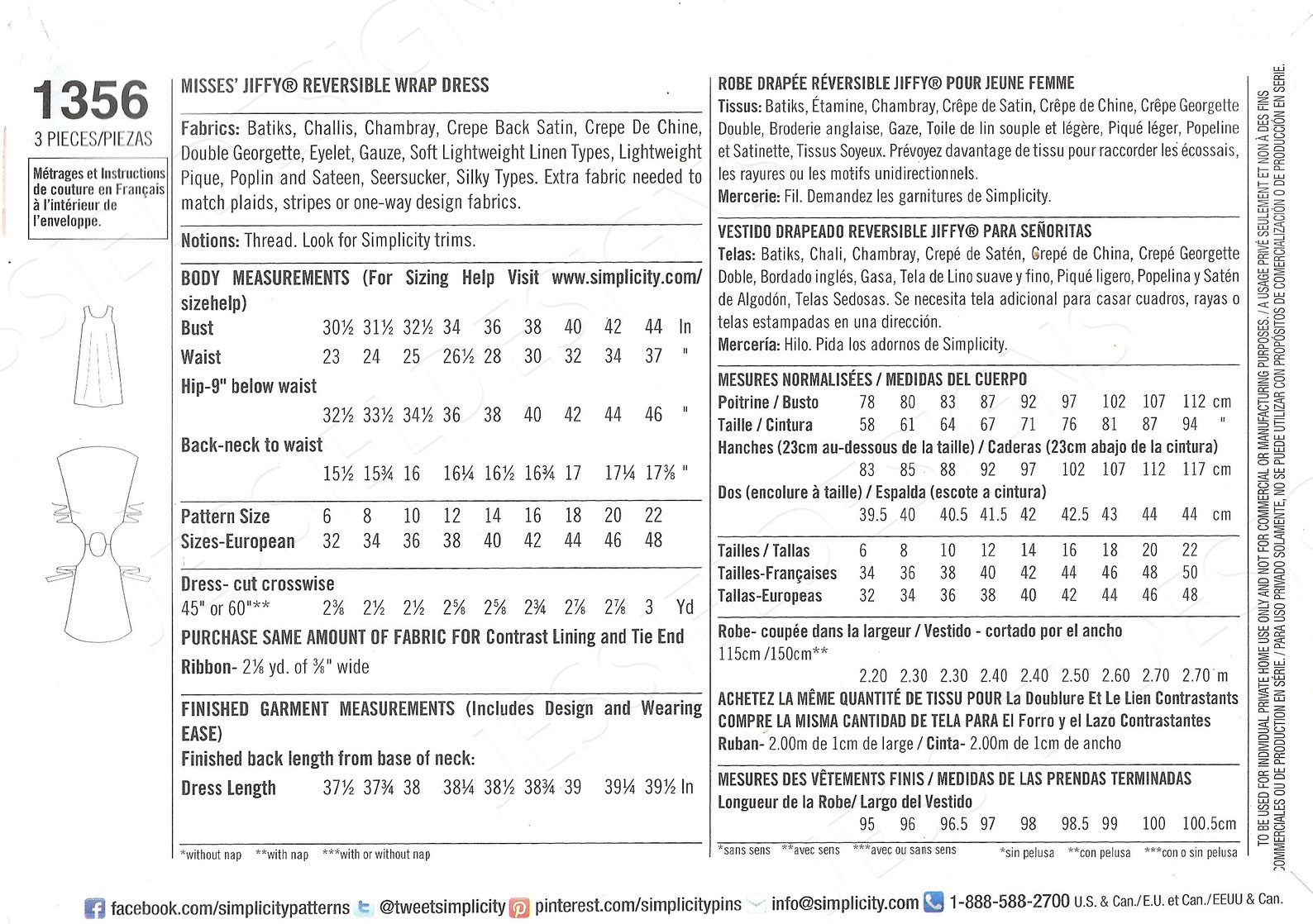 Uncut Simplicity Sewing Pattern 567 0587 1356 Sewing Pattern | Etsy