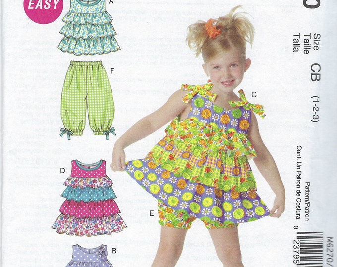 Uncut Sewing Pattern Toddler Size 1, 2, 3 4-5-6 Mccalls 6270, Child ...