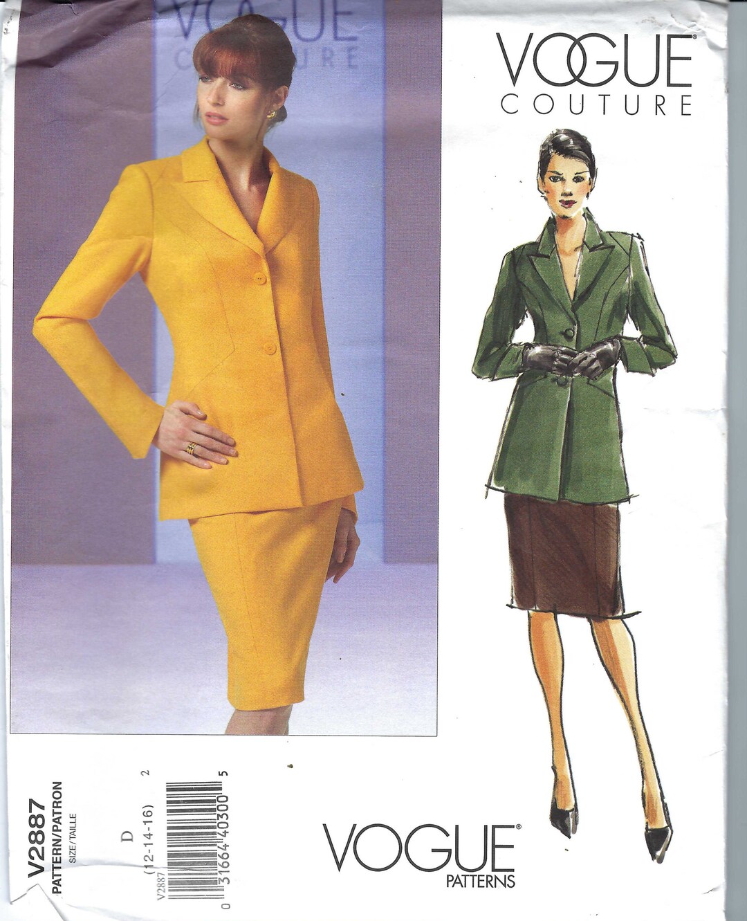 Uncut Vogue Sewing Pattern 2887 Designer Sewing Pattern Jacket Skirt ...