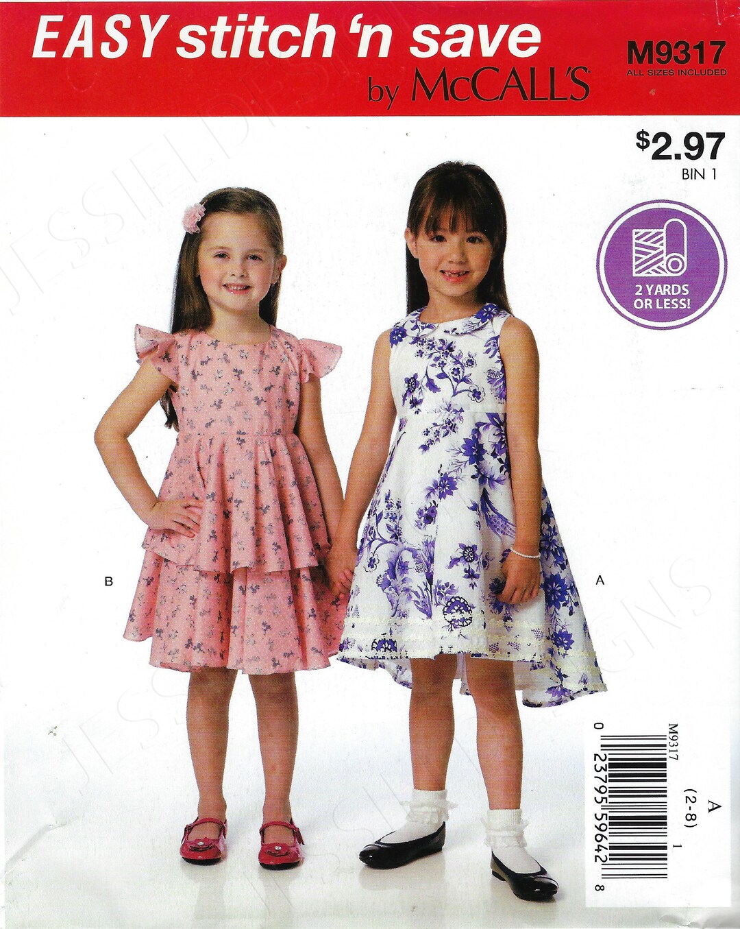Uncut Mccalls Sewing Pattern Pattern 9317 Children Girls Dress and Belt ...