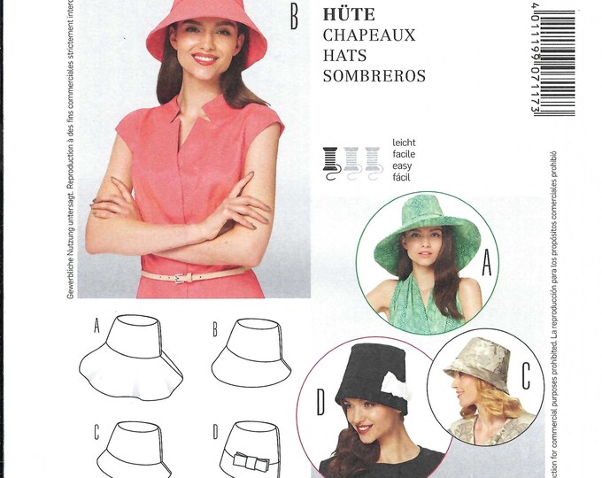 Uncut Burda Sewing Pattern 7117 Misses Hat, Wide Brim Hat , Bucket Hat ...