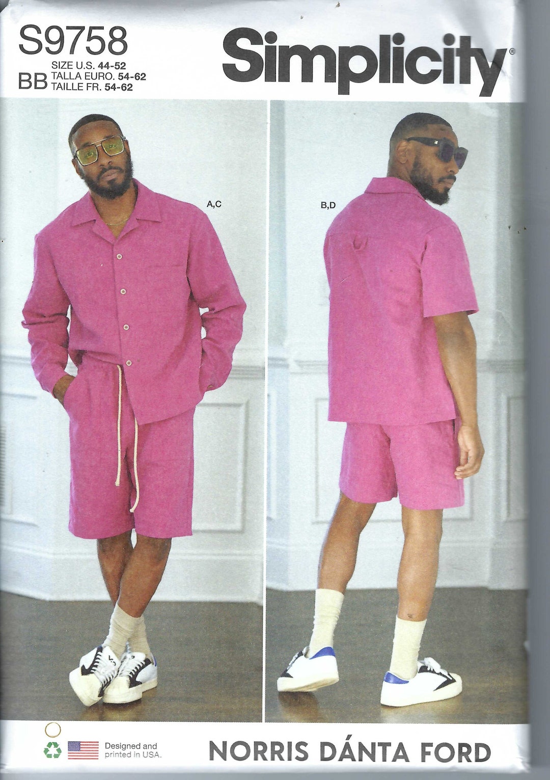 Uncut Simplicity Sewing Pattern Men's Shirts and Shorts, Button up ...