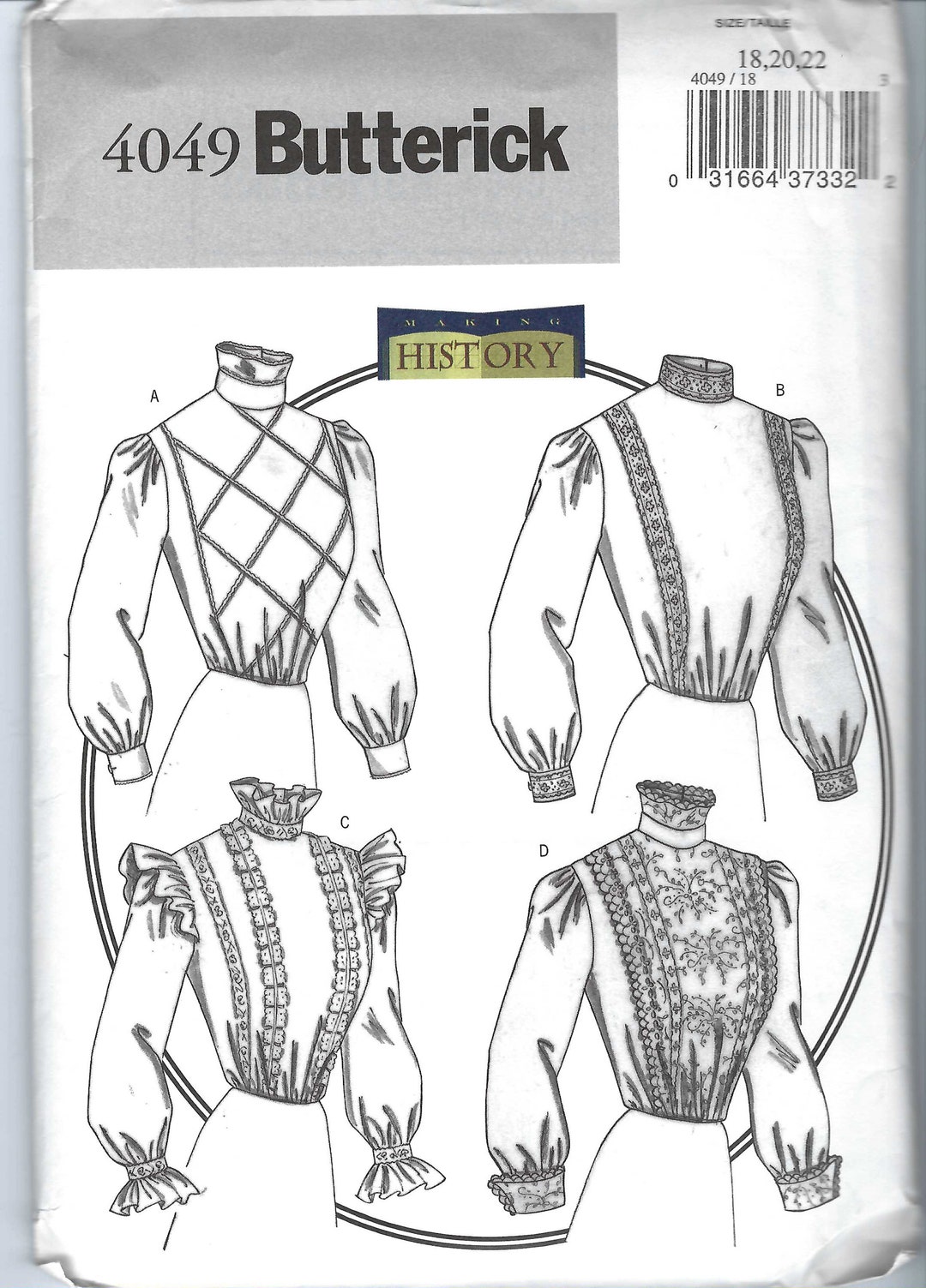 Uncut Butterick Sewing Pattern 4049 Misses' Loose Fitting, Raised ...