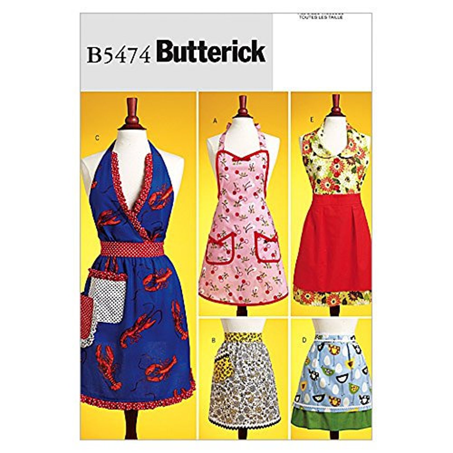 Uncut Butterick Ladies Easy Sewing Pattern 5474 Aprons With Fun Details ...
