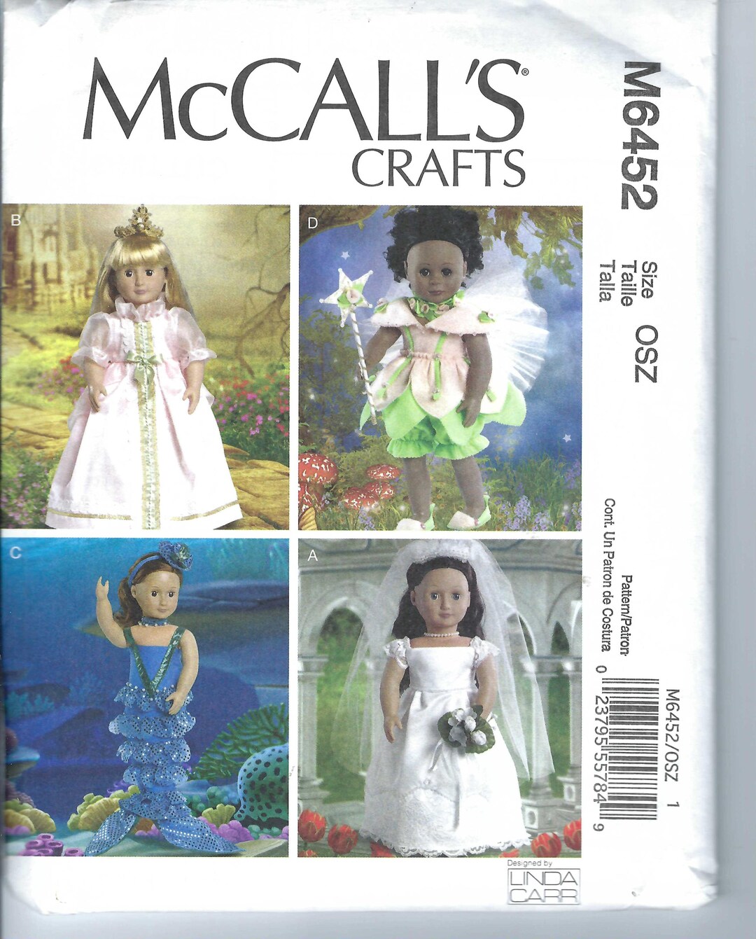 Uncut Mccalls Sewing Pattern 6452 Mermaid, Fairy, Princess, Bride DOLL ...