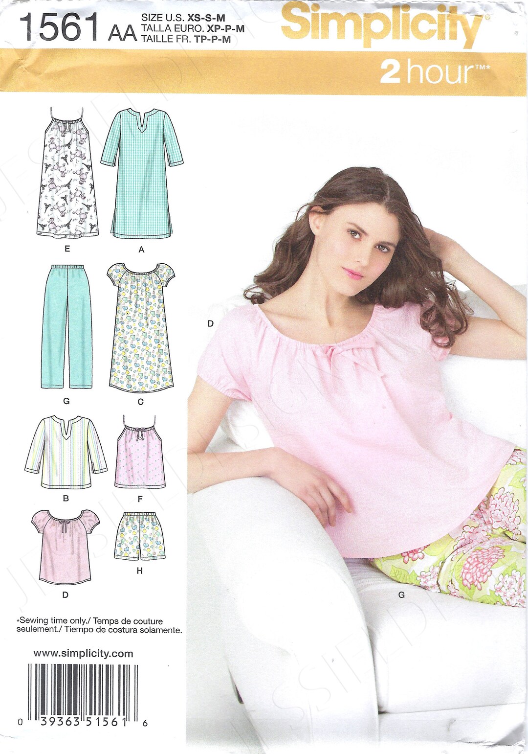 Uncut Simplicity Sewing Pattern 1561 Size XS S M L-xl Summer Sleepwear ...