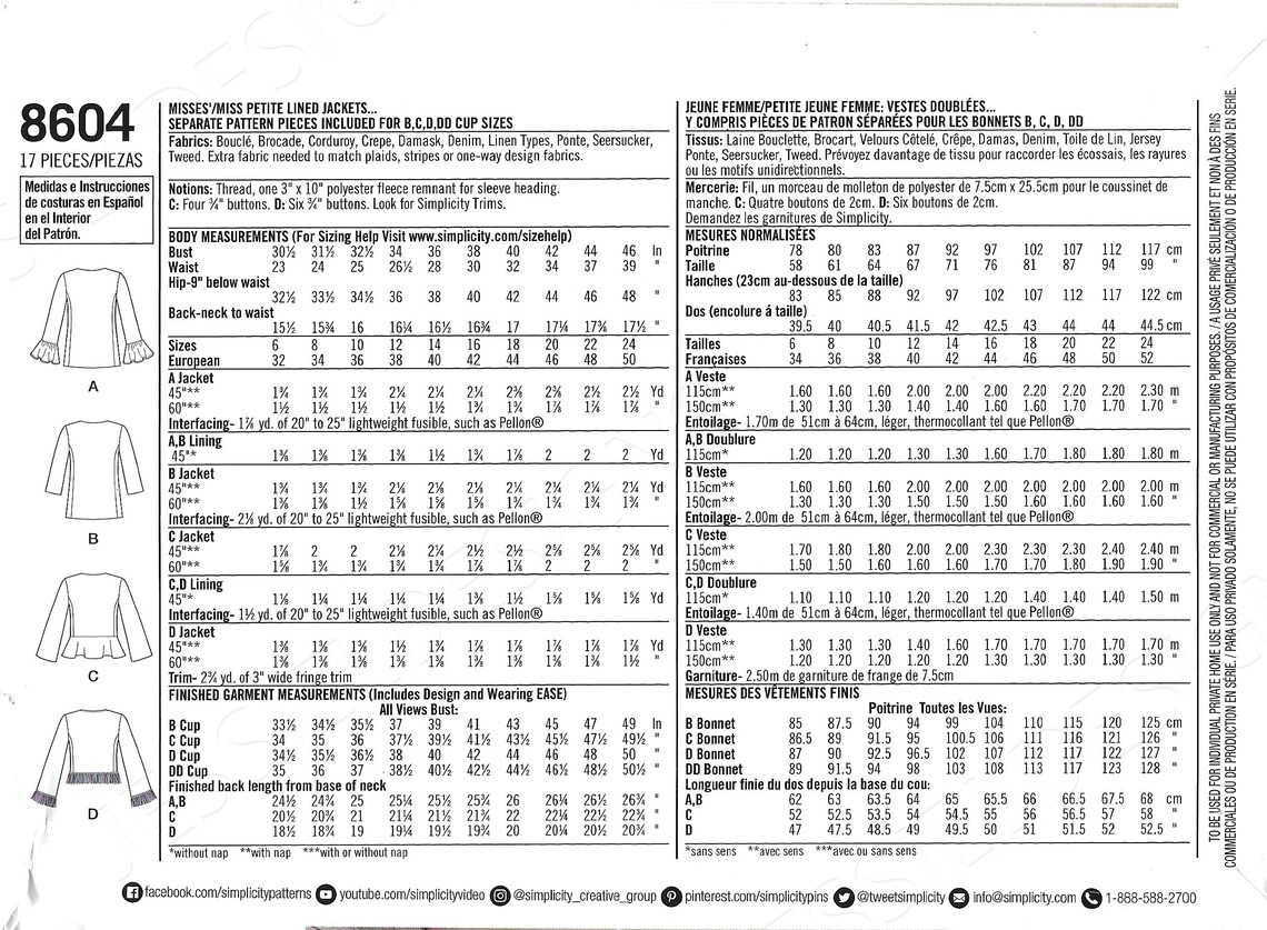 Uncut Simplicity Sewing Pattern 0898 8604 Misses' and - Etsy