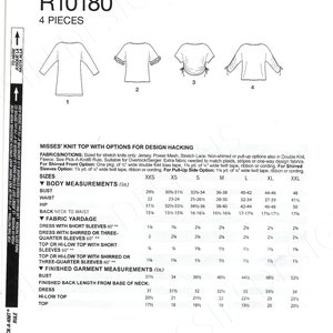 Uncut Simplicity Sewing Pattern 10180 8930 R10180 Simplicity Knit Top ...