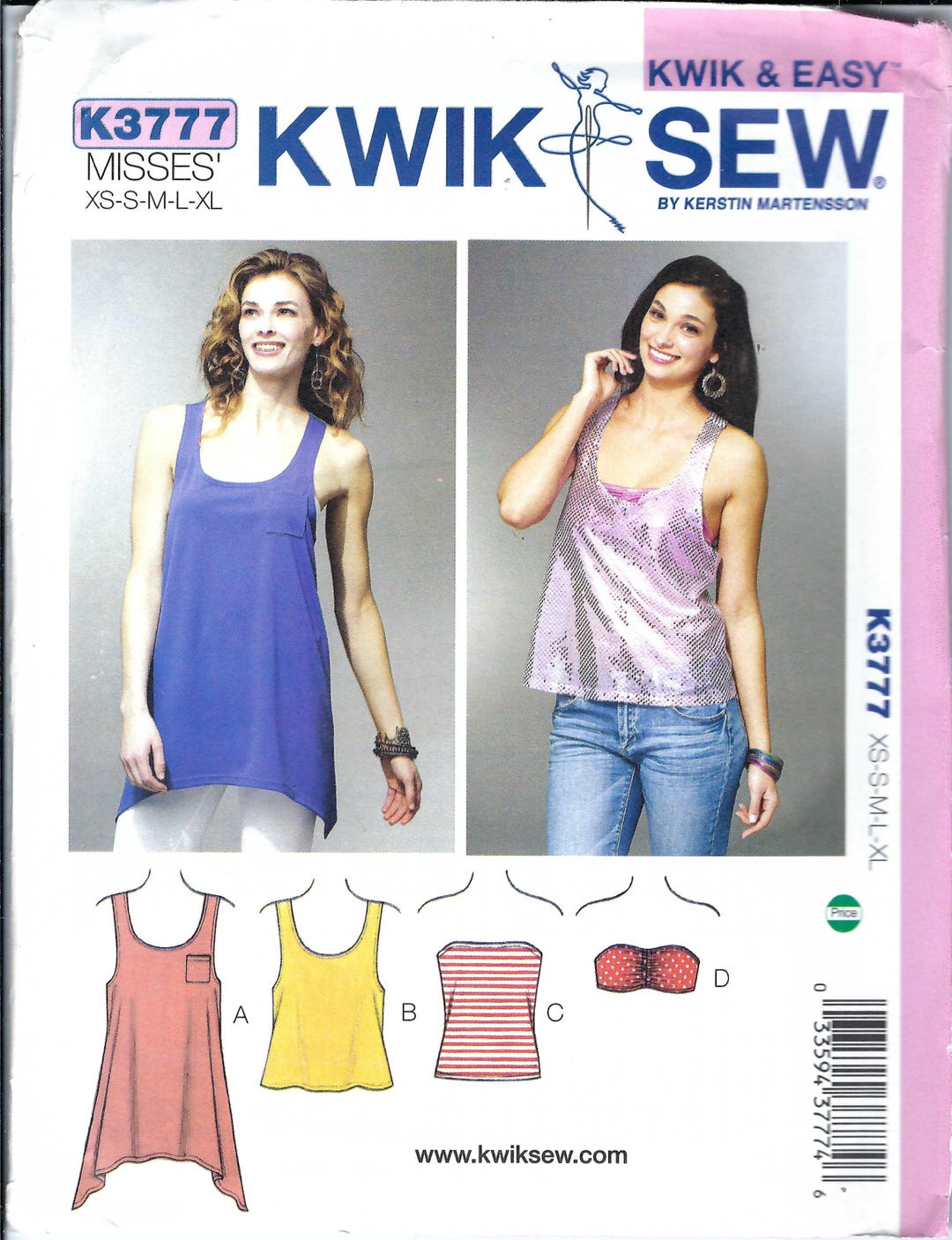Uncut Kwik Sewing Pattern 3777 Tops , Size XS-S-M-L-XL - Etsy